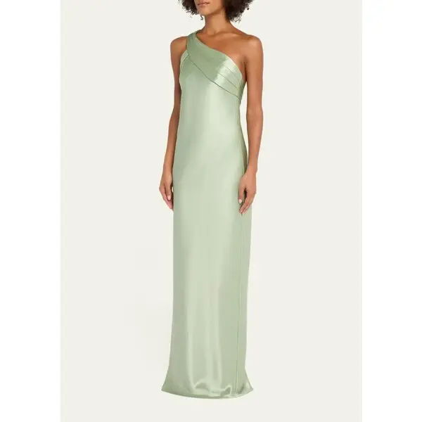 Retrofete Sirocco Asymmetric Satin Maxi Dress