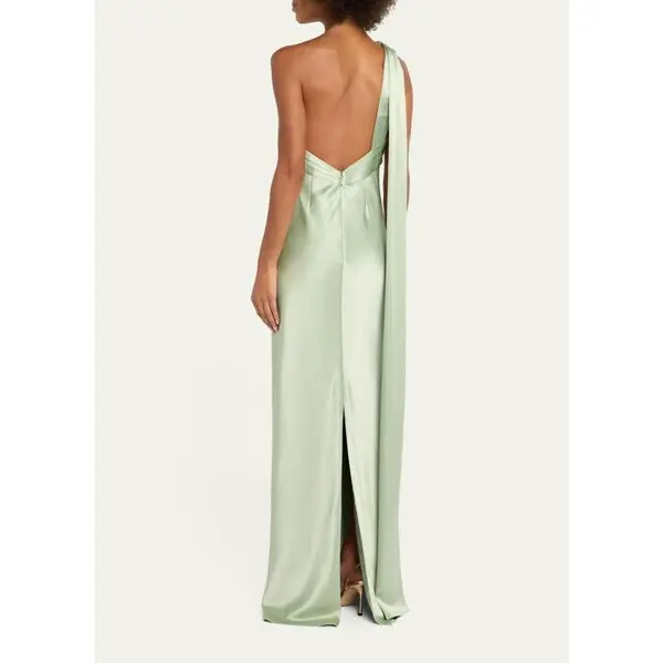 Retrofete Sirocco Asymmetric Satin Maxi Dress