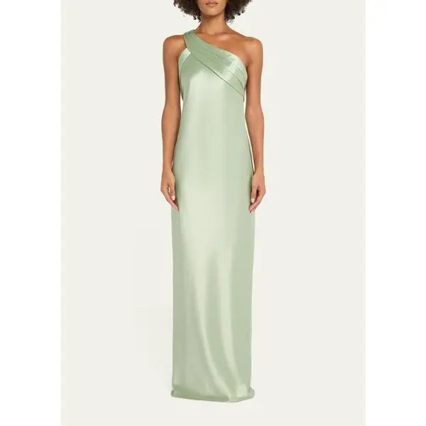 Retrofete Sirocco Asymmetric Satin Maxi Dress