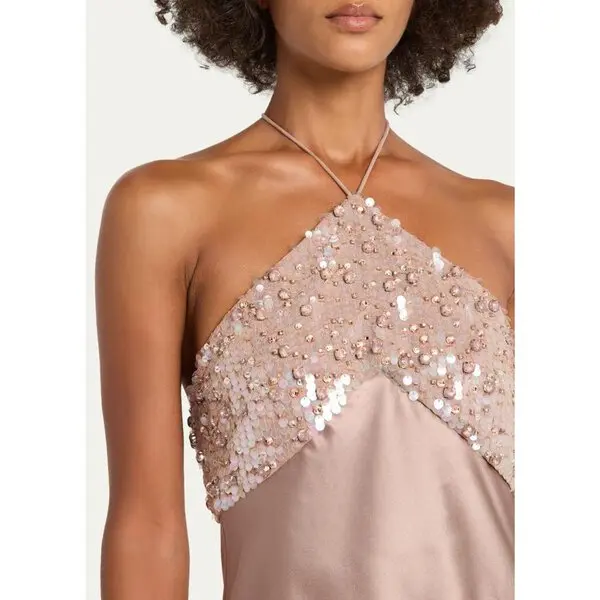 Retrofete Jeanne Embellished Satin Mini Dress