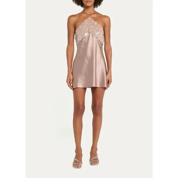 Retrofete Jeanne Embellished Satin Mini Dress