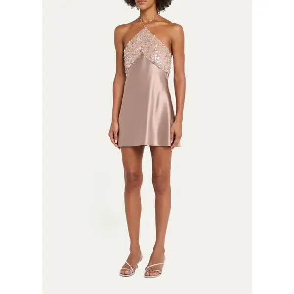 Retrofete Jeanne Embellished Satin Mini Dress