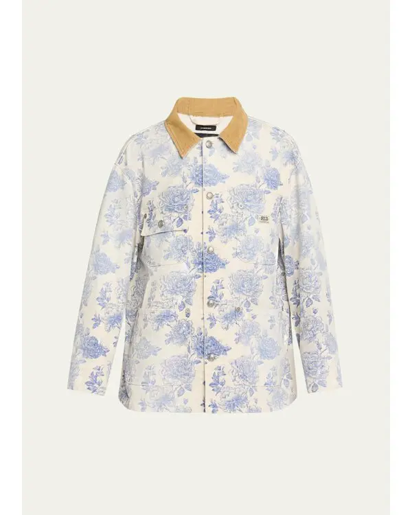R13 Corduroy-collar Toile Cotton Chore Jacket - Dustbloom