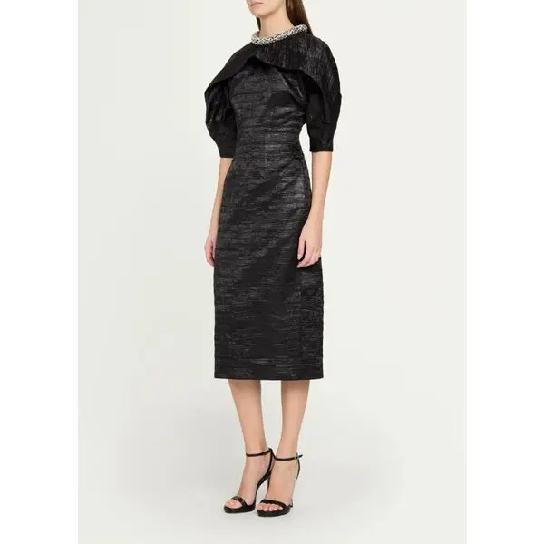 Simkhai Ashleigh Embellished-neck Midi Dress