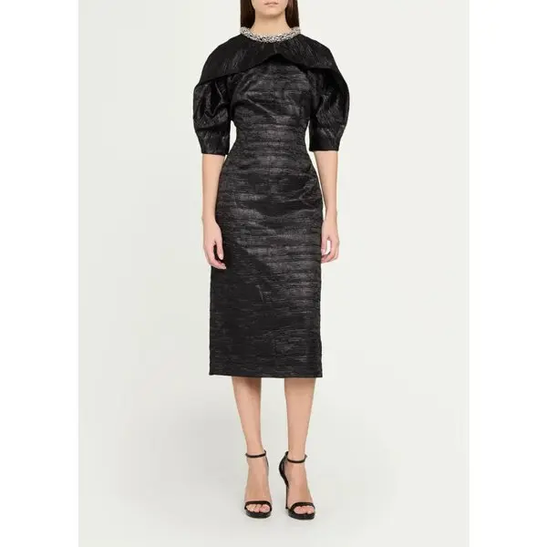 Simkhai Ashleigh Embellished-neck Midi Dress