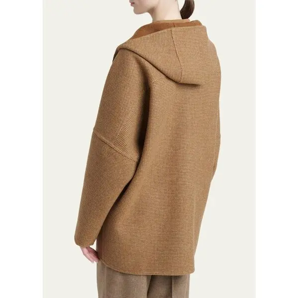 Kiton Houndstooth Wool-cashmere Hooded Overcoat