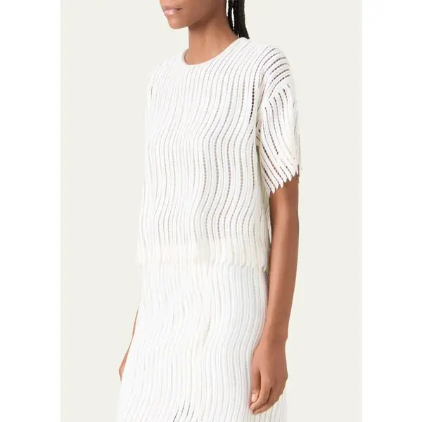 Akris Techno Wave Guipure Short-sleeve Blouse