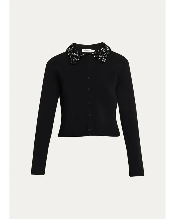 Simkhai Trae Embellished-collar Crop Cardigan