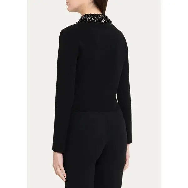 Simkhai Trae Embellished-collar Crop Cardigan