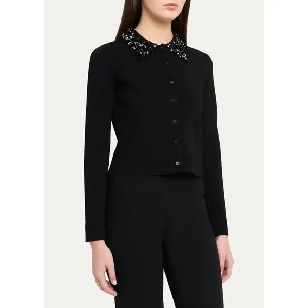Simkhai Trae Embellished-collar Crop Cardigan
