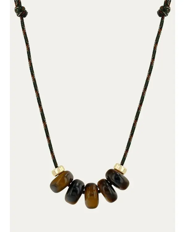 Zoe Chicco 14k Tiger Eye And Rondelle Slider Bead Paracord Necklace - Brown Multi