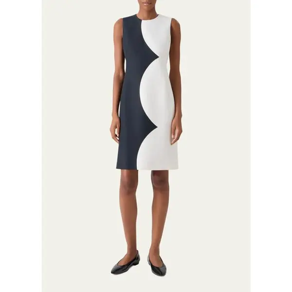 Akris Colorblock Silk Sleeveless Sheath Dress