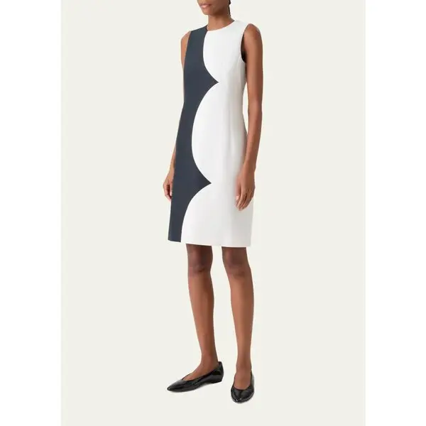 Akris Colorblock Silk Sleeveless Sheath Dress