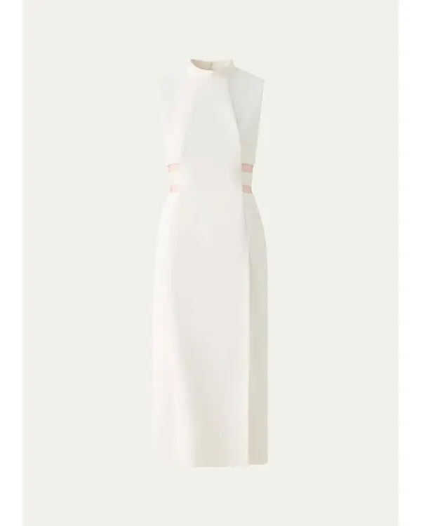 Akris Sleeveless Waist-inset Side-slit Midi Dress