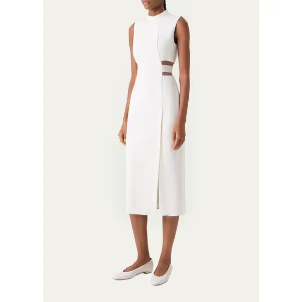 Akris Sleeveless Waist-inset Side-slit Midi Dress