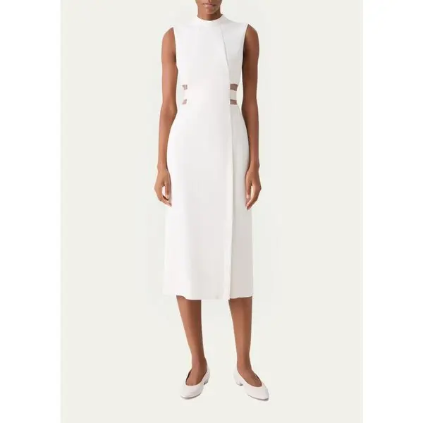 Akris Sleeveless Waist-inset Side-slit Midi Dress