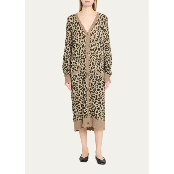 R13 Leopard-print Long Cashmere Cardigan