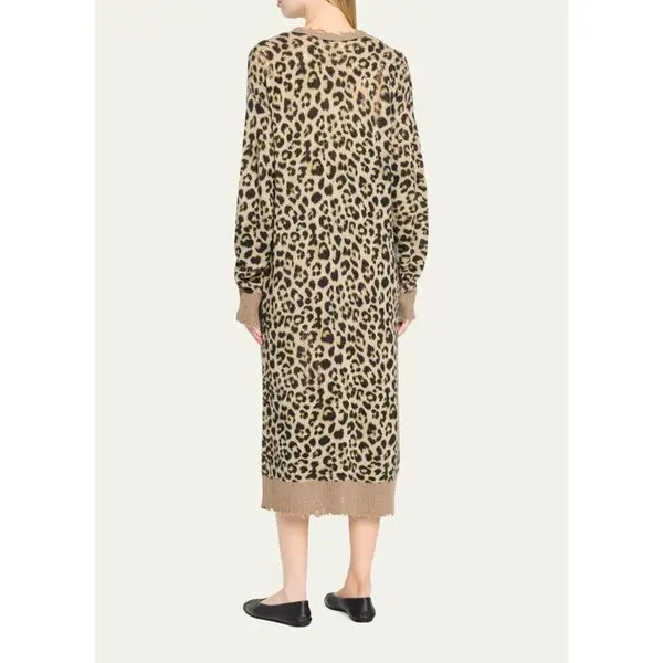 R13 Leopard-print Long Cashmere Cardigan