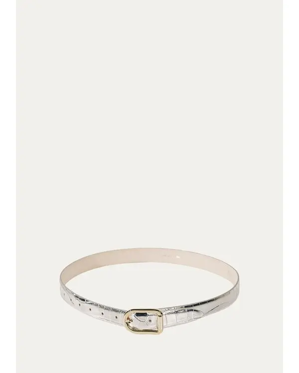 DEHANCHE Mija Mirror Croc-embossed Leather Belt