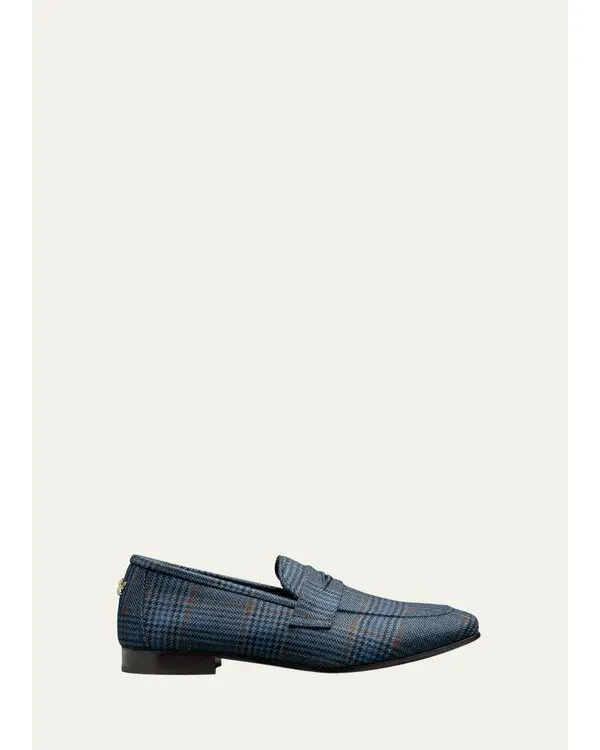 BOUGEOTTE Flaneur Plaid Wool Penny Loafers