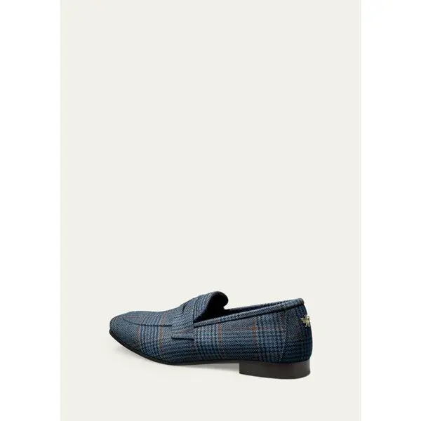BOUGEOTTE Flaneur Plaid Wool Penny Loafers