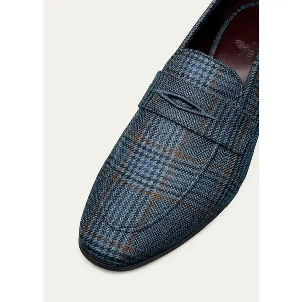 BOUGEOTTE Flaneur Plaid Wool Penny Loafers