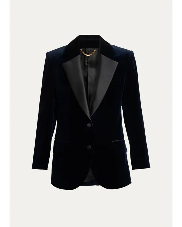 Victoria Beckham Satin Lapels Single-breasted Velvet Jacket