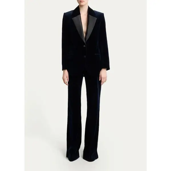 Victoria Beckham Satin Lapels Single-breasted Velvet Jacket