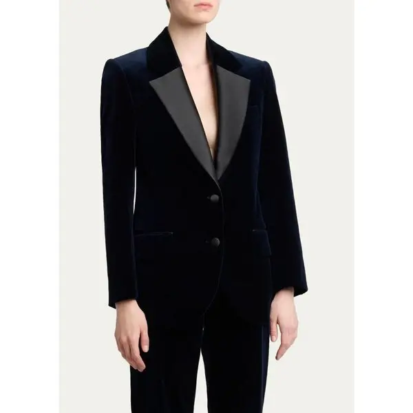 Victoria Beckham Satin Lapels Single-breasted Velvet Jacket