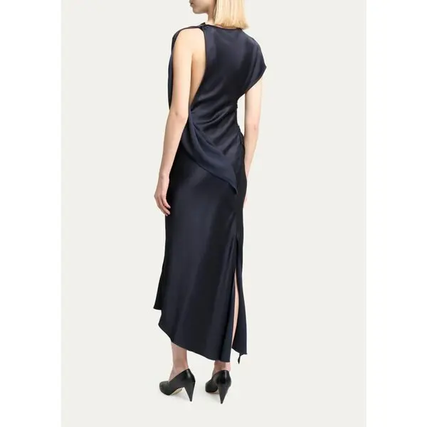Victoria Beckham Kyra Satin Asymmetric Midi Dress