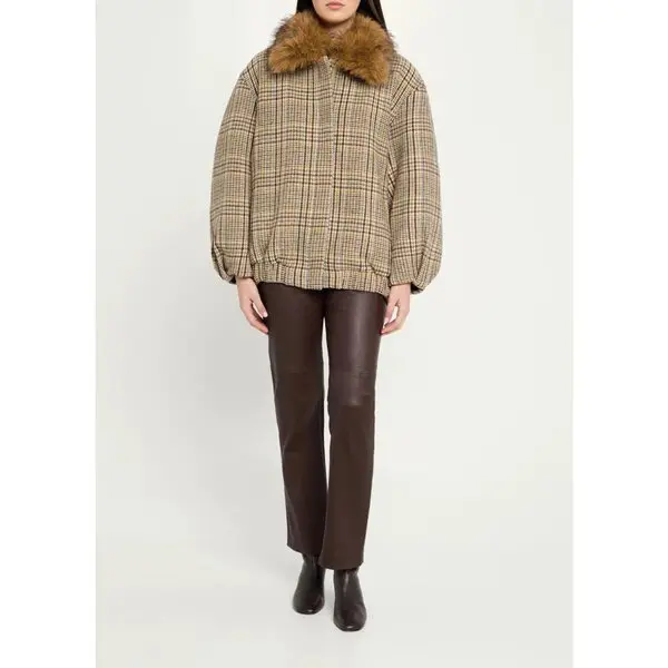Ronny Kobo Savannah Tweed Faux Fur Collar Jacket