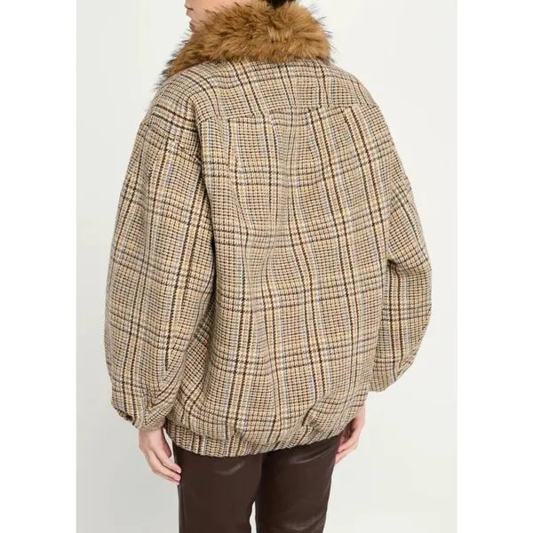 Ronny Kobo Savannah Tweed Faux Fur Collar Jacket