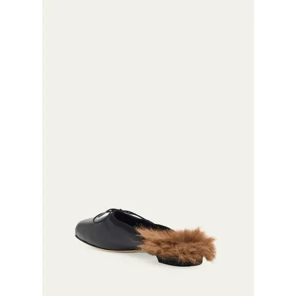 Simone Rocha Faux Fur Lined Leather Ballerina Mules