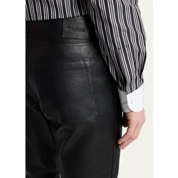 TOM FORD Grained Leather Straight Leg Five-pocket Pants