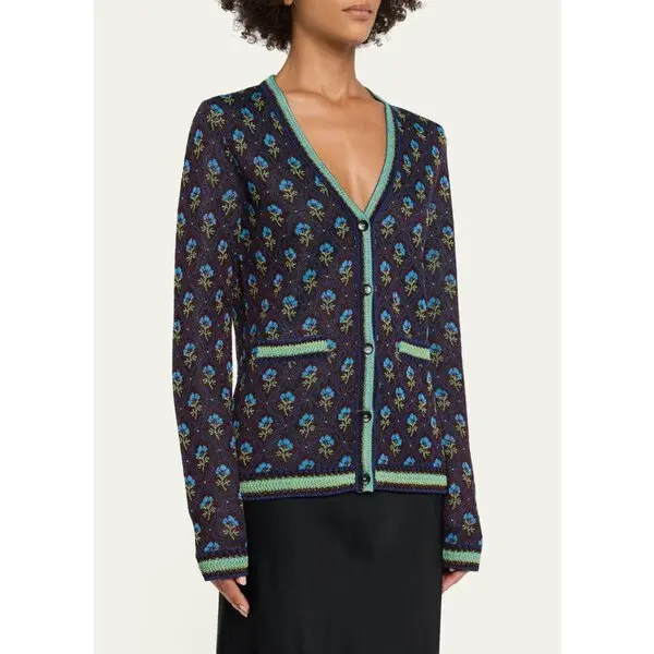 Etro Floral Knit V-neck Cardigan