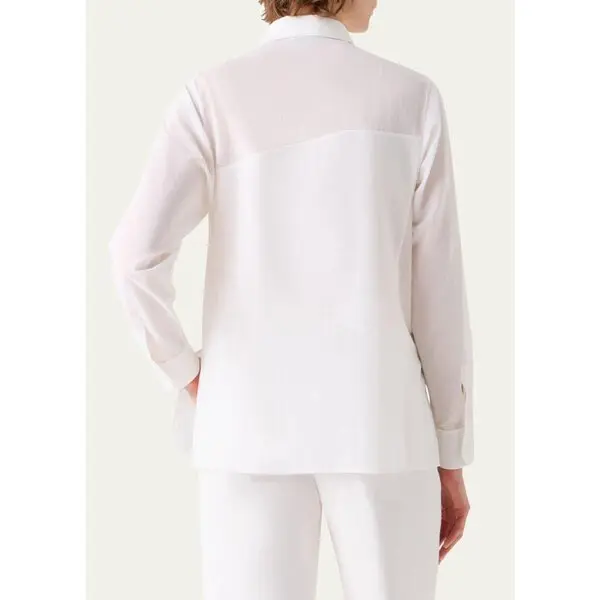 Akris Geometric Paneled Cotton Button-down Shirt - White