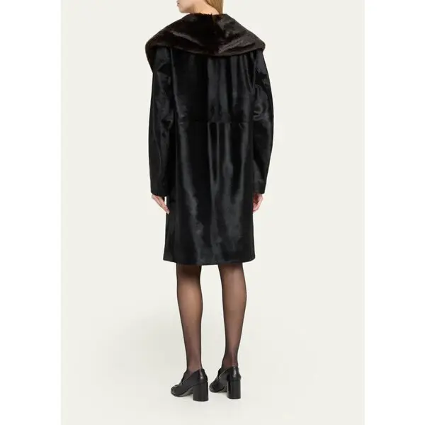 Loulou De Saison Lotta Oversized Calf Hair And Suede Coat