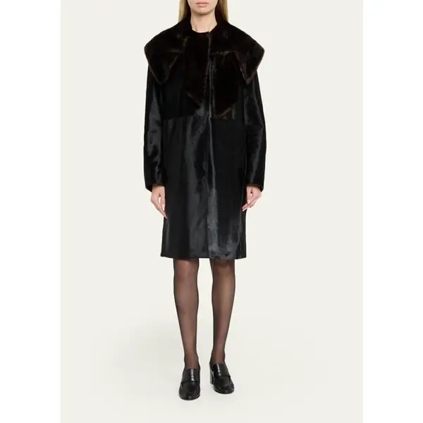 Loulou De Saison Lotta Oversized Calf Hair And Suede Coat