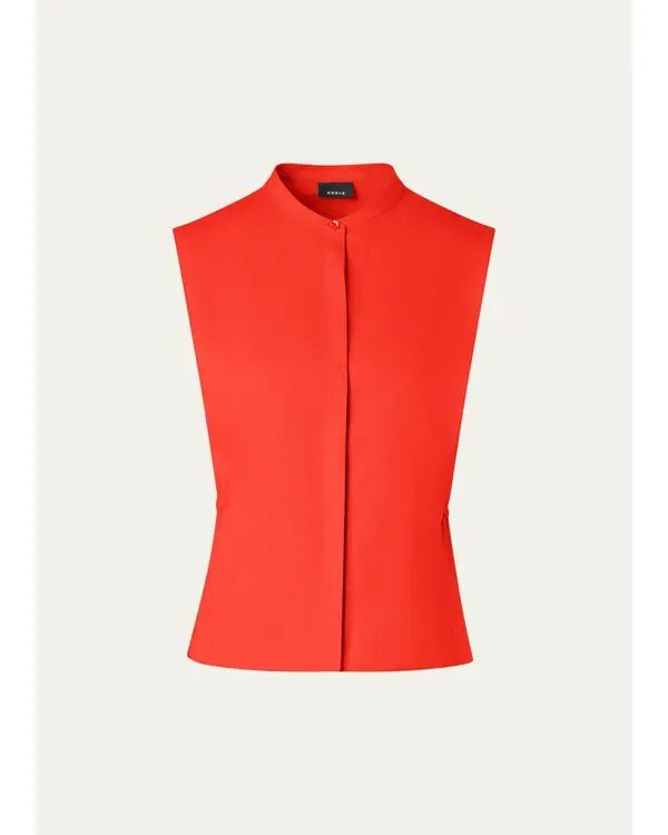 Akris Sleeveless Linen Button-front Blouse