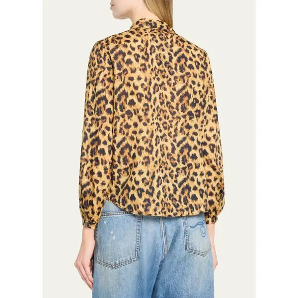 R13 Print Cotton Ruffle Blouse