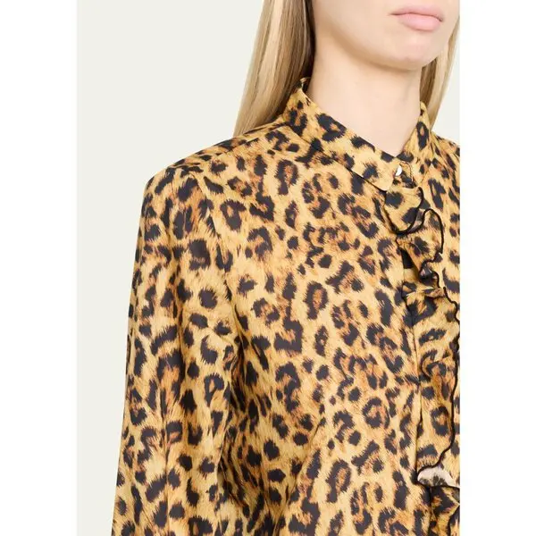 R13 Print Cotton Ruffle Blouse