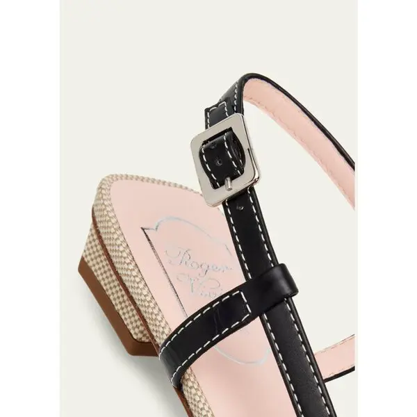 ROGER VIVIER Belle Vivier Canvas Slingback Ballerina Flats