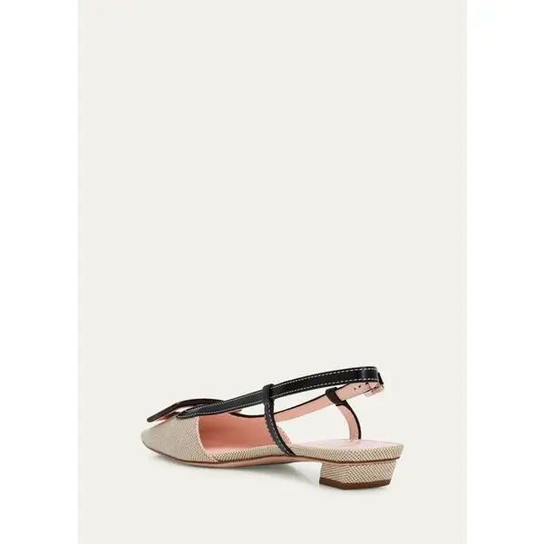 ROGER VIVIER Belle Vivier Canvas Slingback Ballerina Flats