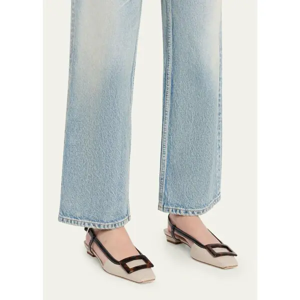 ROGER VIVIER Belle Vivier Canvas Slingback Ballerina Flats