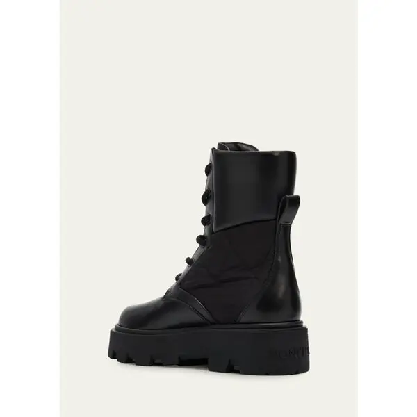 Moncler Aurea Quilted-inset Leather Ankle Boots