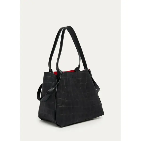 CHRISTIAN LOUBOUTIN Bettina Small Croc-embossed Suede Tote Bag