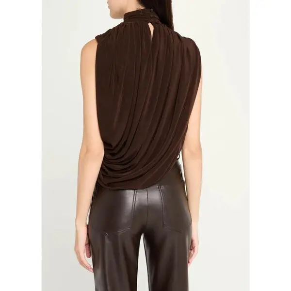 Ronny Kobo Sav Draped Mock Turtleneck Top