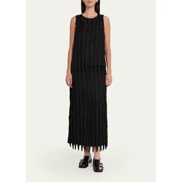 ZANKOV Merino Wool/silk Pleated Maxi Skirt