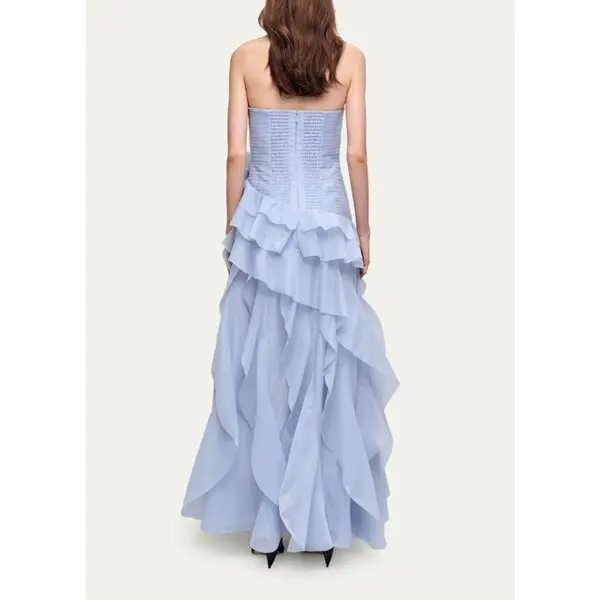Aje Canyon Strapless Tiered Ruffle Gown