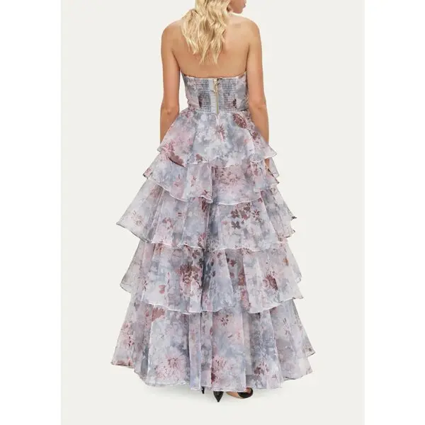 Aje Gabriella Strapless Tiered Ruffle Gown